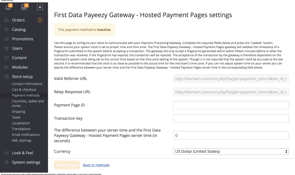 First Data Payeezy Gateway (not supported)